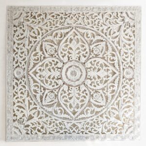 white boho king mandala headboard