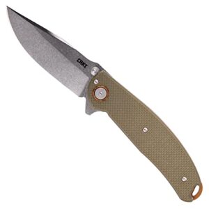 columbia river knife & tool butte folding pocket knife: everyday carry, plain edge d2 blade, deadbolt lock, ikbs ball bearings w/deep carry pocket clip 2471, od green