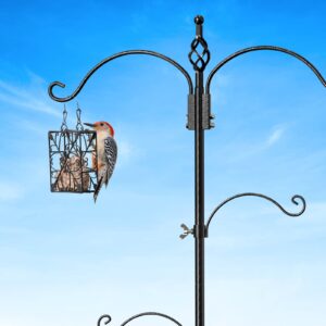 Bird Feeding Station Feeder Pole - Multi Hook 63 inches Stand for Watching Attracting Wild Bird Outdoor Hanging Pole by Highpro, 5-Prong Anchor Base