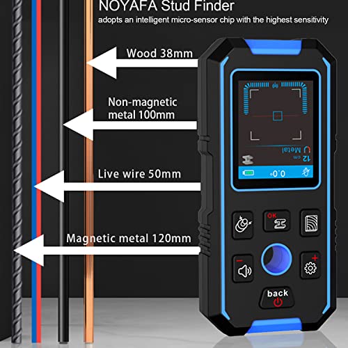 NOYAFA Stud Finder for Walls, Rechargeable Stud Finder Wall Scanner Wall Metal Detector for Wood Magnetic Metal AC Wire, Support Voice Broadcast, HD LCD Screen