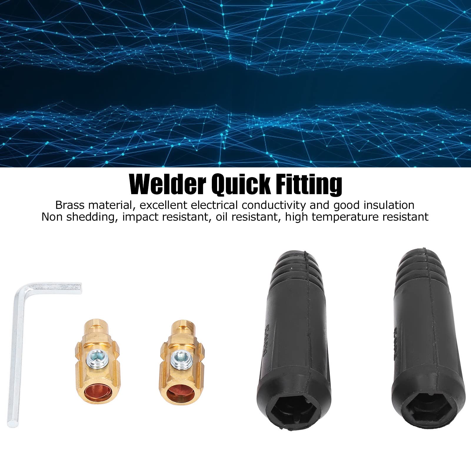 2 Set 200A DKJ10‑25 Welding Cable Connectors, Male Welder Quick Fitting Plug Accessories Hardware Tools for TIG Welding Plasma Cutters