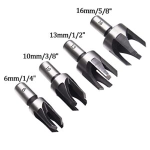 Ruibapa 8PCS Wood Plug Cutter Drill Bit Set 5/8" 1/2" 3/8" 1/4 "(6mm 10mm 13mm 16mm) Straight and Tapered Taper Woodworking Cutting Tool Drill Bit P-021