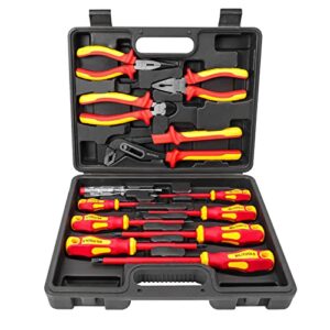 bilitools insulated screwdriver & pliers set, 1000v electrical tools for electrician magnetic phillips slotted pozidriv tips