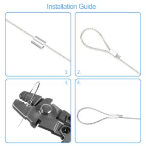 Wire Rope Crimping Tool Kit, with 1/16-304 Stainless Steel Cable 165 ft (7x7 Strand Core), 100 Cable Ferrule Aluminum Loop Sleeve Stops