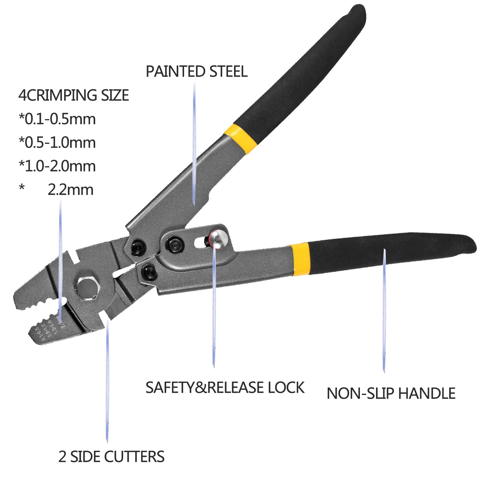 Wire Rope Crimping Tool Kit, with 1/16-304 Stainless Steel Cable 165 ft (7x7 Strand Core), 100 Cable Ferrule Aluminum Loop Sleeve Stops