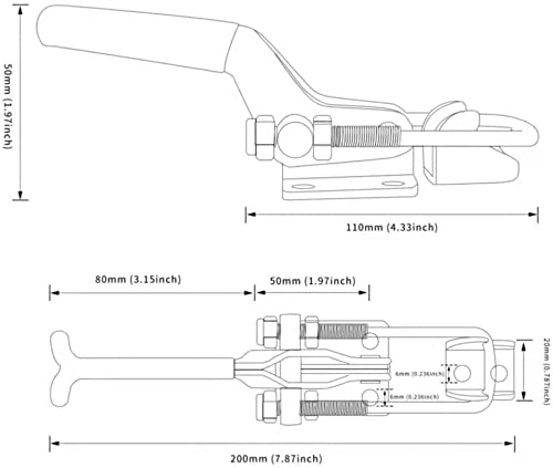 2000lbs Toggle Clamp 431,Heavy Duty Toggle Latch Clamp for Tire Carrier Latch,Quick Release Latch,Cam Lever Clamp.Adjustable Latch for Lid Latch,Cam Clamp Latch,Pull Latch & Draw Latch Hardware-XGDDEG