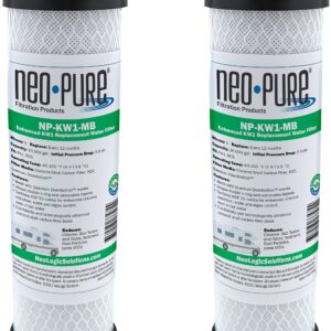 Neo-Pure NP-KW1-MB Compatible Replacement for WaterPur™ KW1 RV Water Filter- Now Available as MAX Filter- With Quantum Water Purification KDF 55 Media and Coconut Shell Carbon Fiber 2-Pack