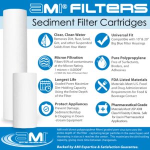 10 PACK | APPLIED MEMBRANES INC. 5 Micron Sediment Filter Replacement | 20" Whole House Sediment Filter | Depth Filter Removes Rust, Dirt, Sand, Silt, and Suspended Solids | H-F20BB05CF Box of 10