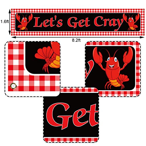 Nepnuser Crawfish Party Decorations Let's Get Cray Fence Banner Lobster Boil Themed Birthday Party Supply Front Yard Garden Sign