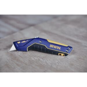 IRWIN Utility Knife, Carbon Steel Blade, Retractable, Foldable and Portable, Storage for Up To 5 Blades (IWHT10436)