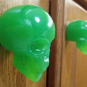 Green Skull Cabinet Knobs/Drawer Knobs (Black Light Activated) (Set of 2)