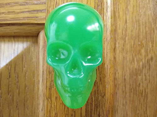 Green Skull Cabinet Knobs/Drawer Knobs (Black Light Activated) (Set of 2)