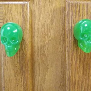 Green Skull Cabinet Knobs/Drawer Knobs (Black Light Activated) (Set of 2)