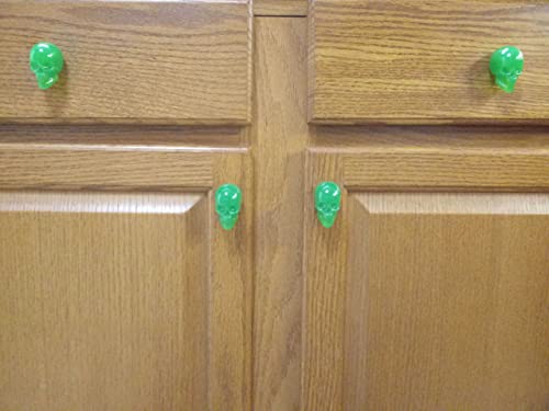 Green Skull Cabinet Knobs/Drawer Knobs (Black Light Activated) (Set of 2)