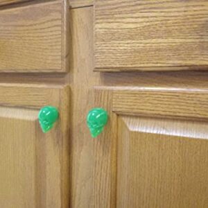 Green Skull Cabinet Knobs/Drawer Knobs (Black Light Activated) (Set of 2)