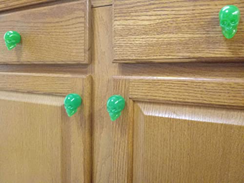 Green Skull Cabinet Knobs/Drawer Knobs (Black Light Activated) (Set of 2)