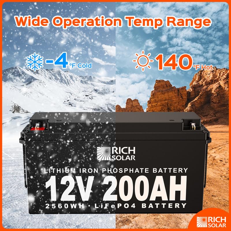 RICH SOLAR 12V 200Ah LiFePO4 Lithium Iron Phosphate Battery