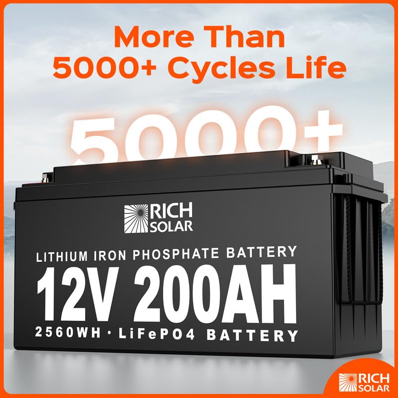 RICH SOLAR 12V 200Ah LiFePO4 Lithium Iron Phosphate Battery