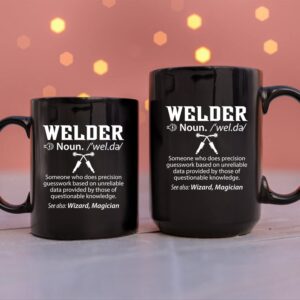 SeeCrab Welder Noun Coffee Mugs Welder Coffee Cup For Welders Friends - Awesome Welder Cup For Men Woman - Welder Mugs For Birthday Gifts Graduation Gifts - Welder Ceramic Black Tea Cup 11oz 15oz