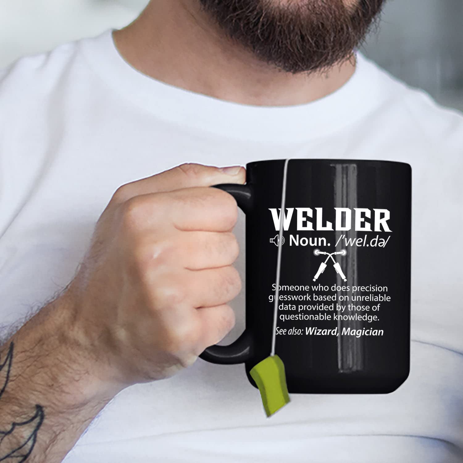 SeeCrab Welder Noun Coffee Mugs Welder Coffee Cup For Welders Friends - Awesome Welder Cup For Men Woman - Welder Mugs For Birthday Gifts Graduation Gifts - Welder Ceramic Black Tea Cup 11oz 15oz