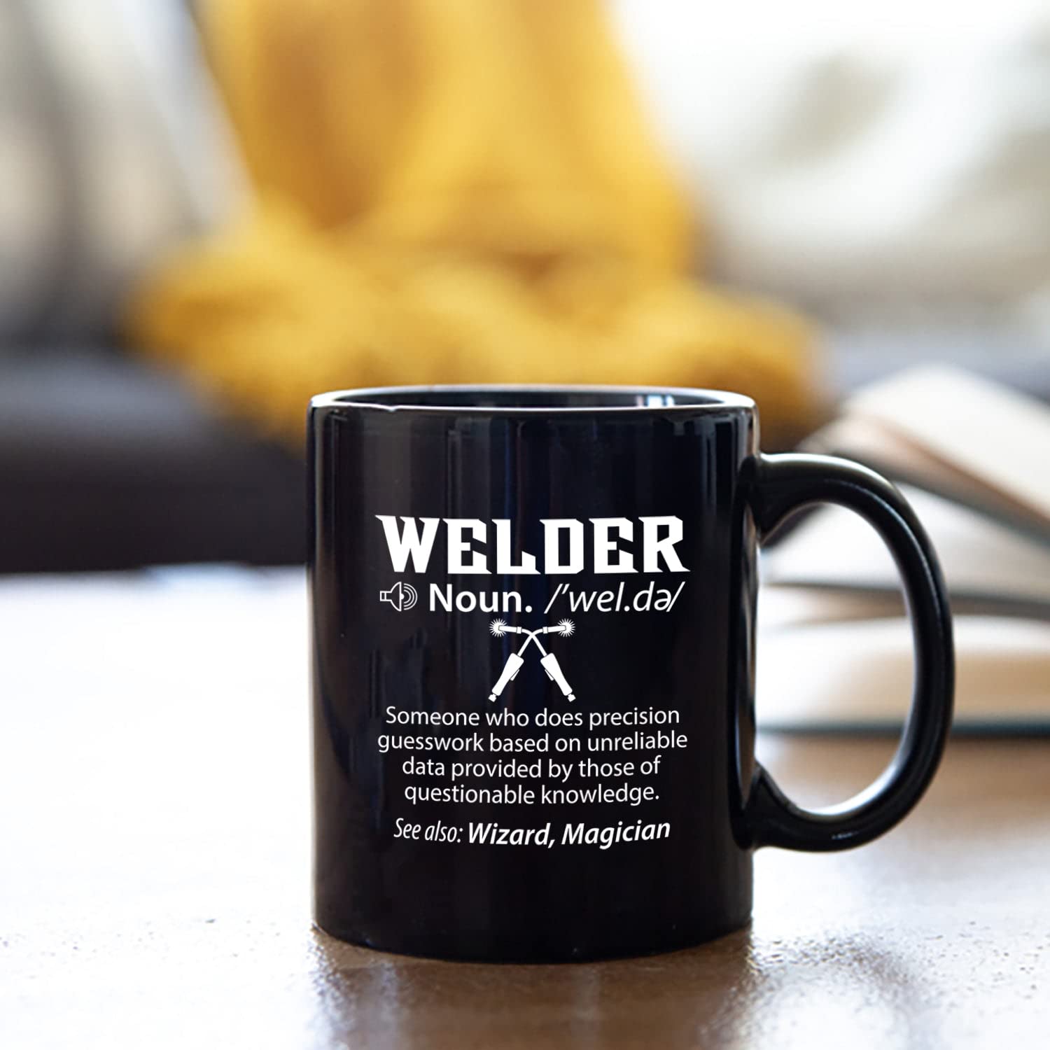 SeeCrab Welder Noun Coffee Mugs Welder Coffee Cup For Welders Friends - Awesome Welder Cup For Men Woman - Welder Mugs For Birthday Gifts Graduation Gifts - Welder Ceramic Black Tea Cup 11oz 15oz