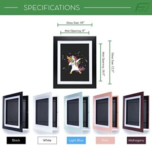 FrameWorks 10” x 12.5” Light Blue Wooden Kid Art Frame with Gallery Style Edges, Tempered Glass, and Elastic Straps 2-Pack