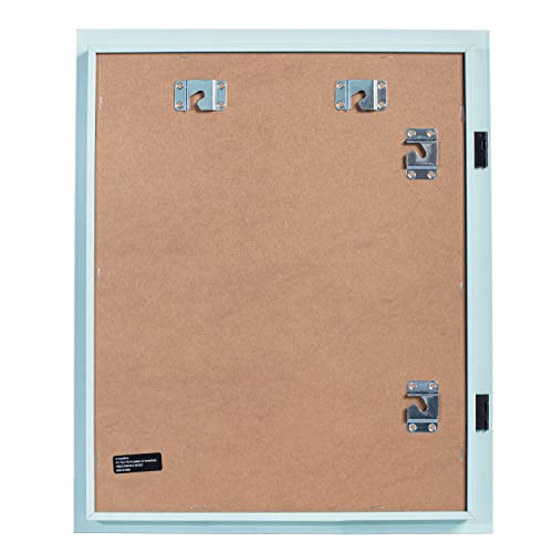 FrameWorks 10” x 12.5” Light Blue Wooden Kid Art Frame with Gallery Style Edges, Tempered Glass, and Elastic Straps 2-Pack