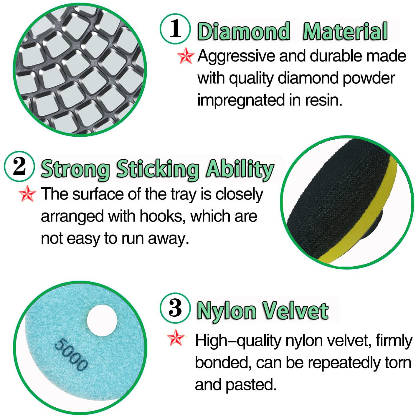 12 Pack 4 Inch Diamond Polishing Pads Kit for Wet Dry Polishing - 50-8000 Grit Pad with 5/8"-11 Backer Pad, Ideal for Granite Tile Concrete Marble Stone Polishing Countertop Quartz