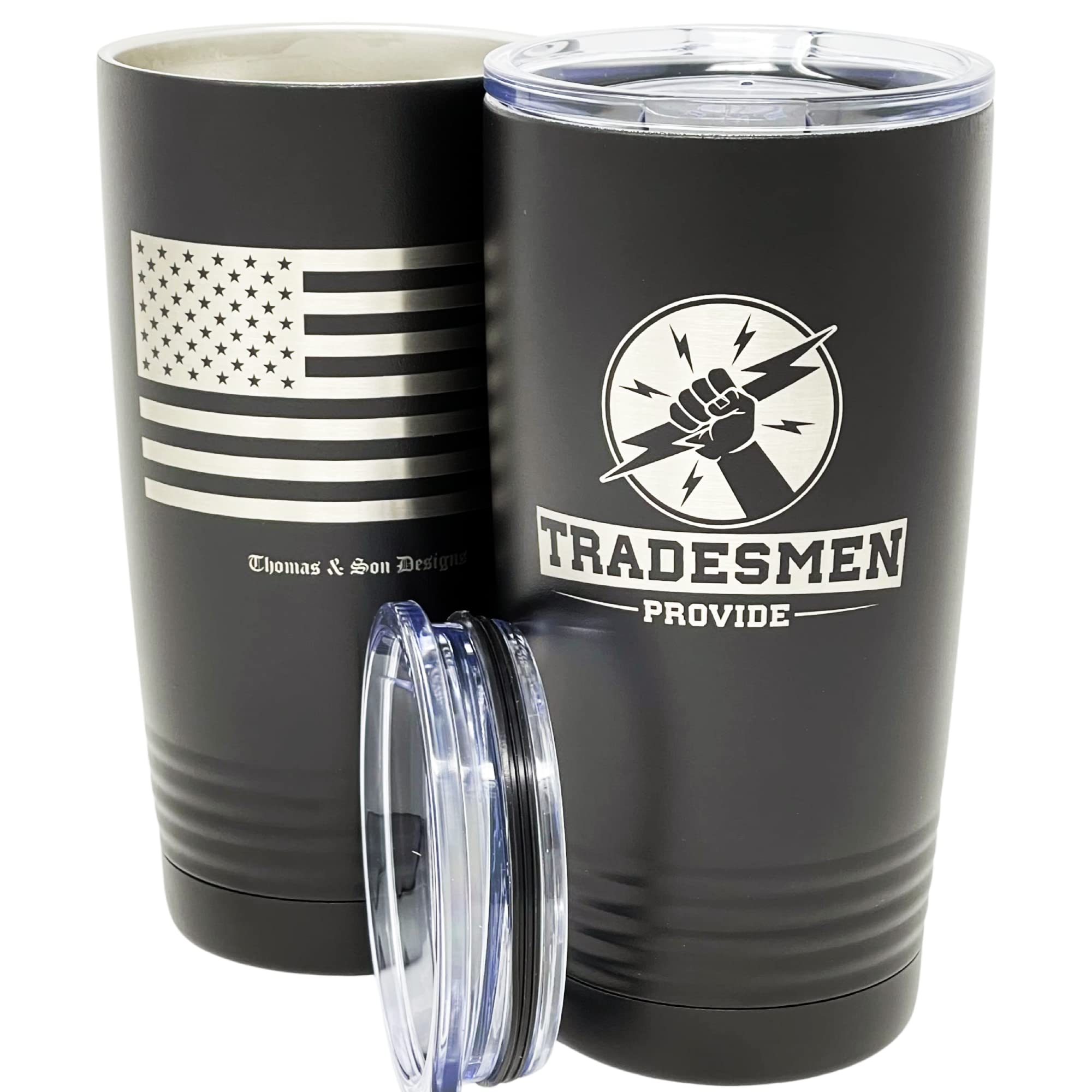 DoubleWall Vacuum Insulated Coffee Tumbler for the Skilled Working Man and Family- ‘TRADESMEN PROVIDE’ Tumbler, 20oz - Gifts for Electricians, Carpenters, Welders, and All Skilled Tradespeople