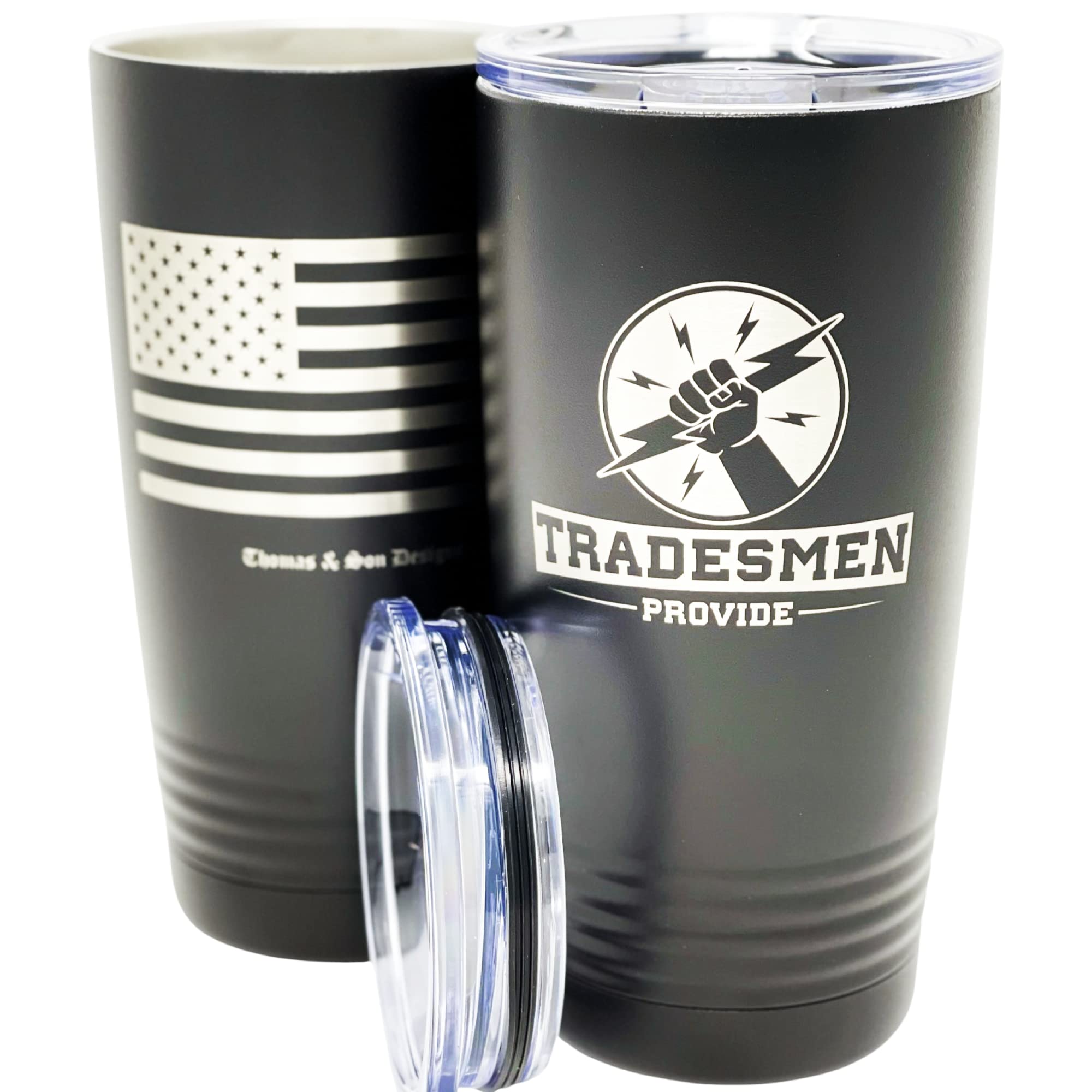 DoubleWall Vacuum Insulated Coffee Tumbler for the Skilled Working Man and Family- ‘TRADESMEN PROVIDE’ Tumbler, 20oz - Gifts for Electricians, Carpenters, Welders, and All Skilled Tradespeople