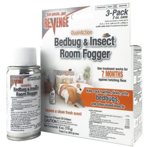 Bonide Revenge Dual Action Bedbug & Insect Room Fogger, Pack of 3 Long Lasting Protection Against Fleas, Ticks, Cockroaches, Ants