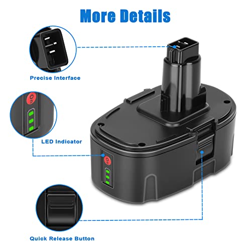 KUNLUN 2Pack 5.5Ah Lithium-ion Replacement Compatible for De Walt 18V XRP Battery for 18-Volt Battery DC9096 DC9098 DC9099 DE9039 DE9096 DE9098 DW9095 DW9096 DW9098 DE9503 DC9182 Cordless Tools