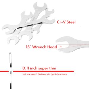 BILITOOLS Super Thin Open End Wrench Set, 9 Piece Metric 5.5 to 27 MM, CR-V Steel, HRC 40-45