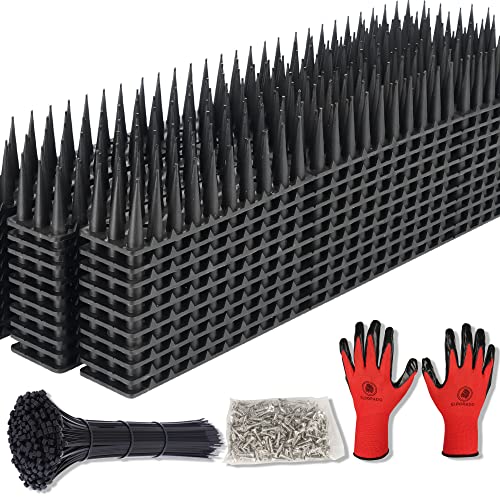 USKICH Bird Spikes 30 Packs Outdoor Cat and Bird Deterrent Spikes, Defender Spikes - Keep Pigeon, Cat & More Birds Away from Fences and Roof, Anti Theft Climb Strips (2023 Upgraded | 42.3 feet)