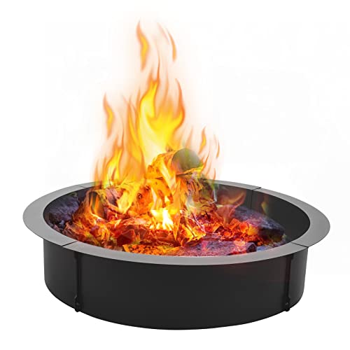 ARTYUIO Fire Ring 45'' Outer, Solid Steel Wood Burning Fire Pit Ring Above/In-Ground DIY Campire Ring for Outdoor Camping, Backyard