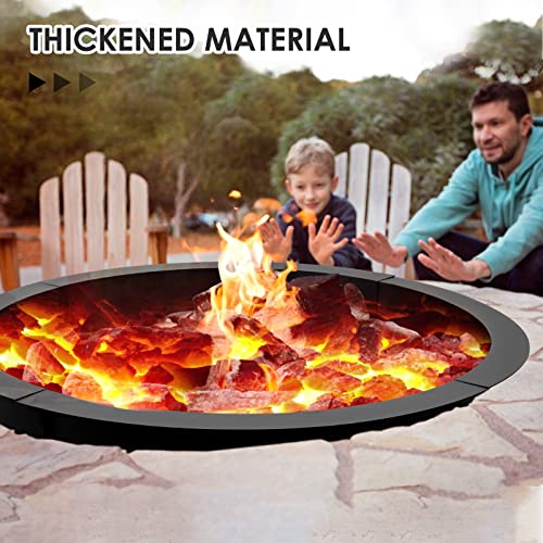 ARTYUIO Fire Ring 45'' Outer, Solid Steel Wood Burning Fire Pit Ring Above/In-Ground DIY Campire Ring for Outdoor Camping, Backyard