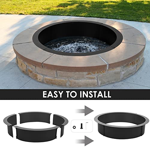 ARTYUIO Fire Ring 45'' Outer, Solid Steel Wood Burning Fire Pit Ring Above/In-Ground DIY Campire Ring for Outdoor Camping, Backyard