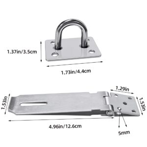 2Pcs Stainless Steel Gate Lock Hasp, Safety Packlock Clasp Hasp Lock Set Door Locks Hasp Latch for Doors, Cabinets, Closets and More (5inch-Silver)