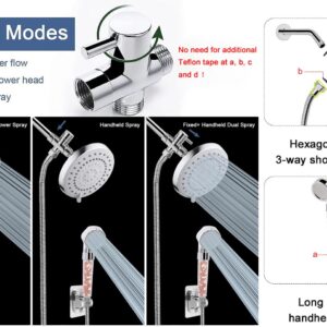 High Pressure 5 Setting Rain Shower Head Combo, 5 Setting Shower Head, Dual Shower Head Set, Handheld Filter Shower Head for Hard Water, Chrome (With Filter Handheld)