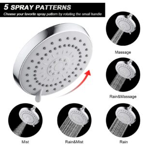 High Pressure 5 Setting Rain Shower Head Combo, 5 Setting Shower Head, Dual Shower Head Set, Handheld Filter Shower Head for Hard Water, Chrome (With Filter Handheld)