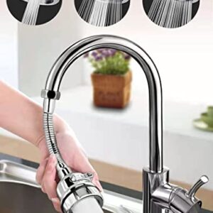 360 Degree Flexible Faucet Sprayer,3 Modes Universal Faucet Extender Sink Sprayer Attachment with Hose Set of 1 Splash Filter Faucet Water-saving Faucet Sprayer Head for Kitchen and Bathroom