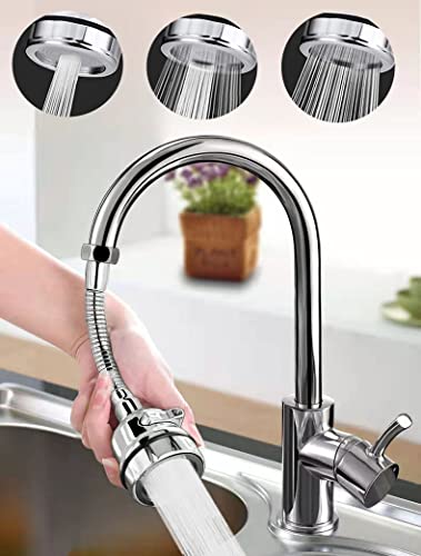 360 Degree Flexible Faucet Sprayer,3 Modes Universal Faucet Extender Sink Sprayer Attachment with Hose Set of 1 Splash Filter Faucet Water-saving Faucet Sprayer Head for Kitchen and Bathroom