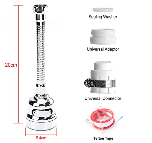 360 Degree Flexible Faucet Sprayer,3 Modes Universal Faucet Extender Sink Sprayer Attachment with Hose Set of 1 Splash Filter Faucet Water-saving Faucet Sprayer Head for Kitchen and Bathroom