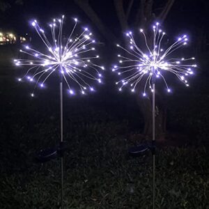 Dengduoduo 2 Pack Solar Garden Lights, Solar Firework Lights, Solar Lights Outdoor Waterproof with 2 Lighting Modes, Landscape Light for Walkway, Garden, Patio, Yard, Flowerbed, Parties (Cool White)