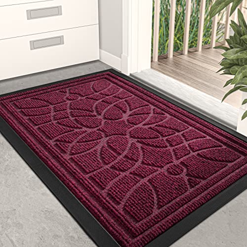 DEXI Front Door Mat, Welcome Mat Heavy Duty Durable Low Profile Outside Doormat for Entryway, Patio, Garage, High Traffic Areas, 17"X29", Palevioletred