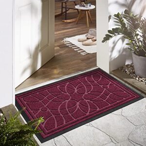 DEXI Front Door Mat, Welcome Mat Heavy Duty Durable Low Profile Outside Doormat for Entryway, Patio, Garage, High Traffic Areas, 17"X29", Palevioletred