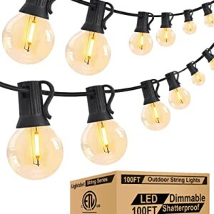 ACOHOOK 100FT Globe Outdoor Lights String, Dimmable LED Patio String Light with 34 G40 Shatterproof Plastic Bulbs, Waterproof Commercial Hanging Lights for Outside Party Porch Backyard Bistro