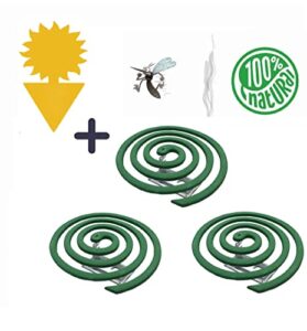 lov home mosquito repellent coils 100% citronella with bonus 1 sticky catcher, two pack contains 16 coils & 4 stands