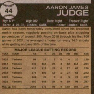 2022 Topps Heritage #44 Aaron Judge New York Yankees Official MLB Baseball Card in Raw (NM or Better) Condition