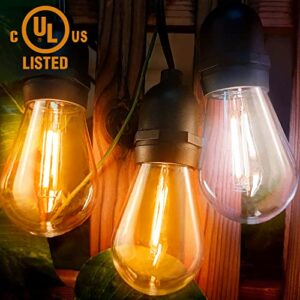 Voolex Outdoor String Lights, 2 Color Changing 52FT S14 Patio Lights Weatherproof, 15PCS Connectable Edison Bulbs, 11 Control Modes Hanging Lights